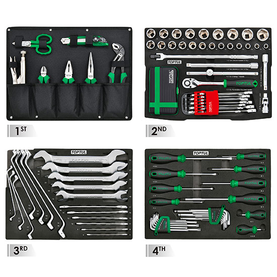 134PCS Professional Mechanics Tool Set W/2-Drawer Interlocking Tool Box ...