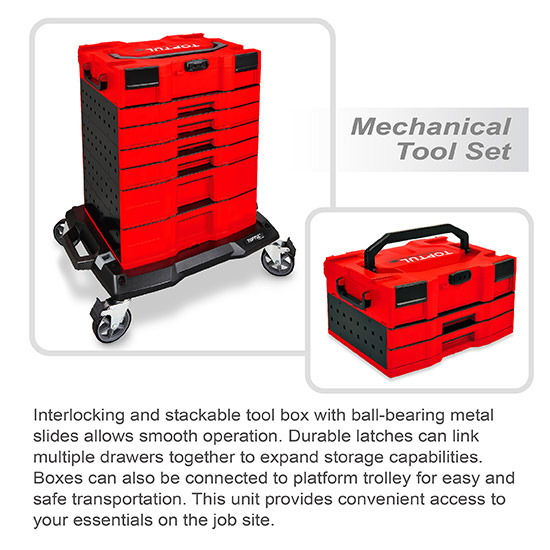 134PCS Professional Mechanics Tool Set W/2-Drawer Interlocking Tool Box ...