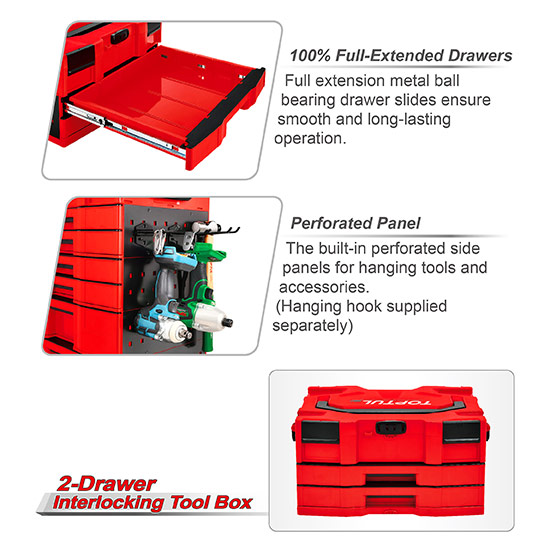 2-Drawer Interlocking Tool Box - TOPTUL The Mark of Professional Tools