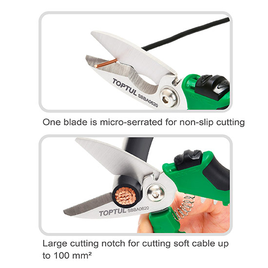 Heavy Duty Multi-Purpose Angled Electrician Scissors - TOPTUL The Mark of Professional Tools
