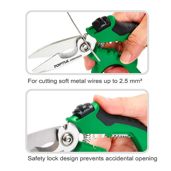 Heavy Duty Multi-Purpose Angled Electrician Scissors - TOPTUL The Mark of Professional Tools