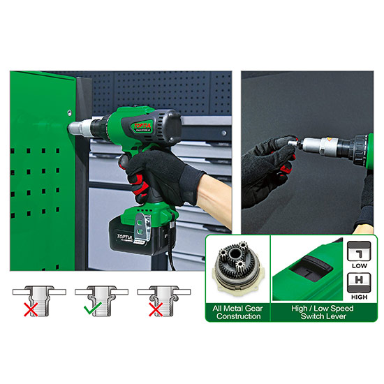 Brushless Cordless Rivet Nut Tool (Pro Series) - TOPTUL The Mark of ...